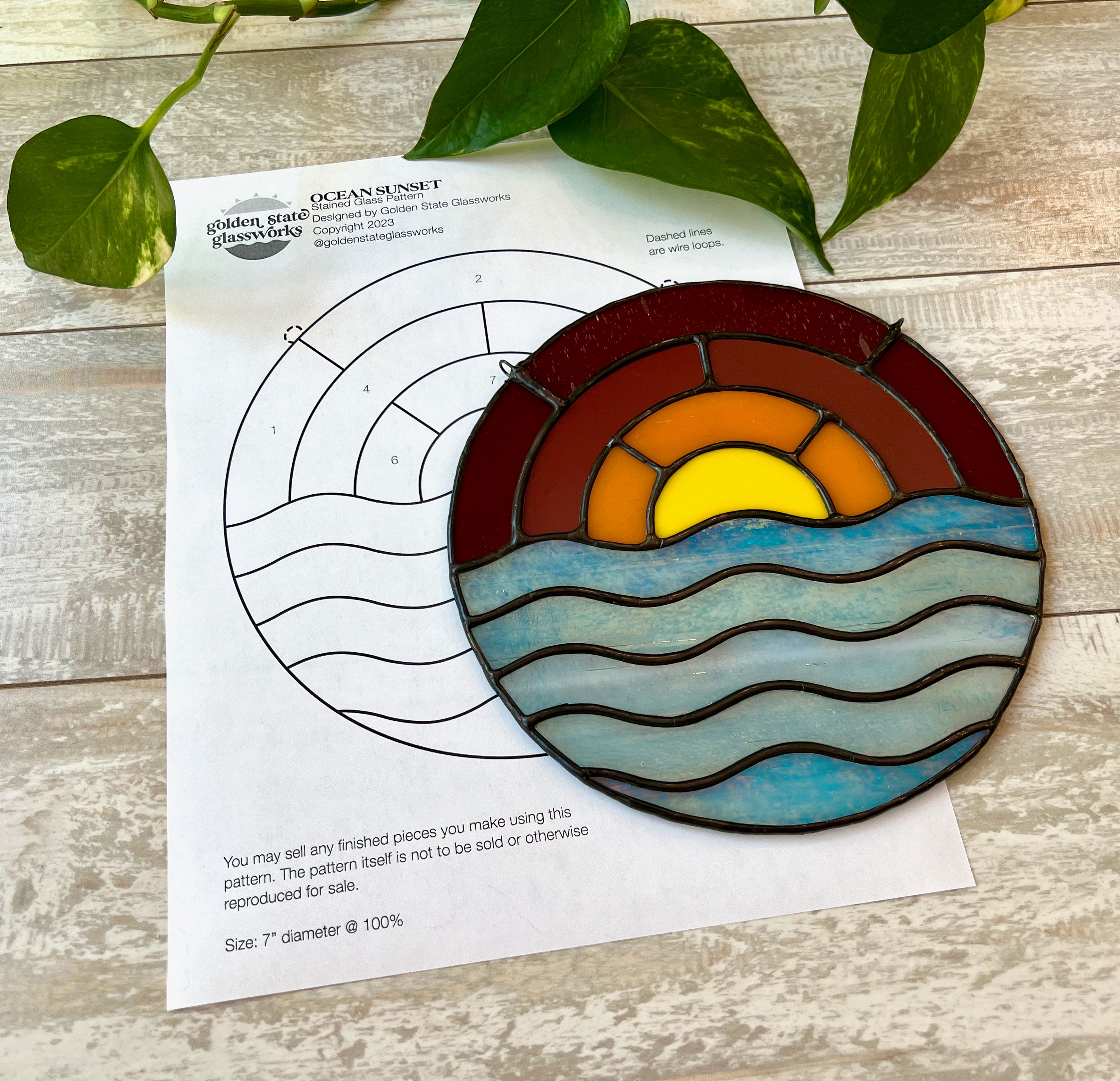 Ocean Sunset Stained Glass Pattern Stained Glass Patterns Stained Glass ...