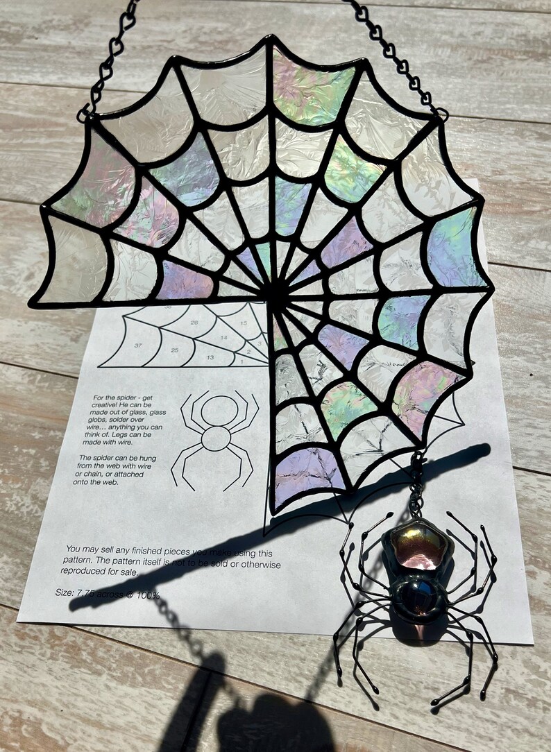Spiderweb Stained Glass Pattern: Halloween Corner Spider Web (PDF) - Etsy