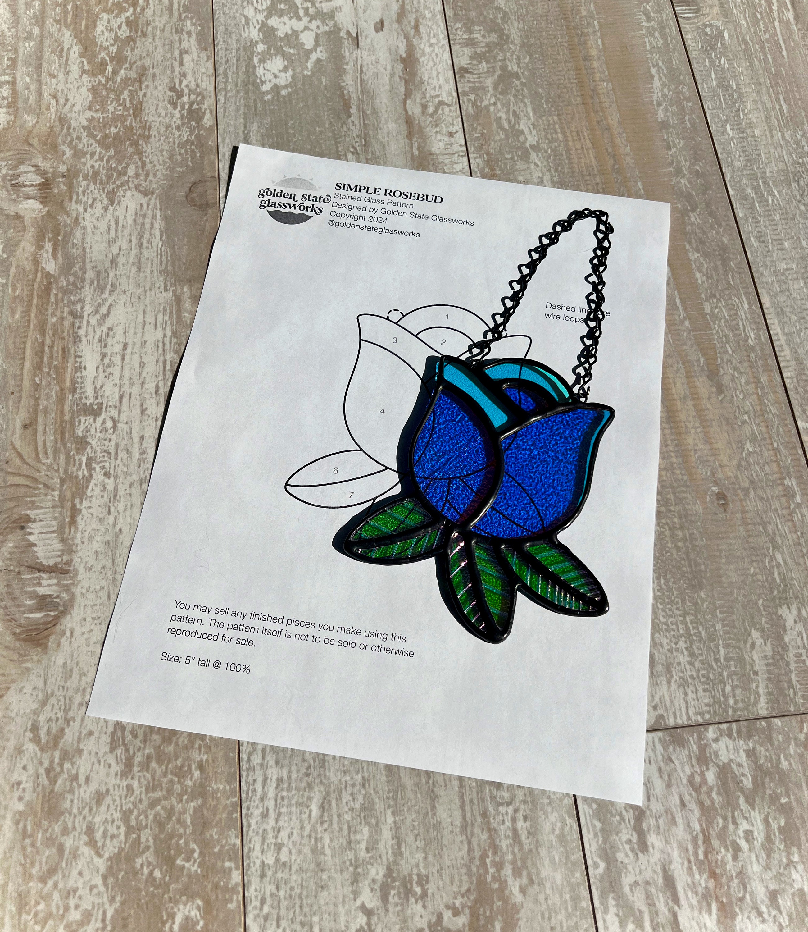 Simple Rosebud Stained Glass Pattern Stained Glass Patterns Rose ...