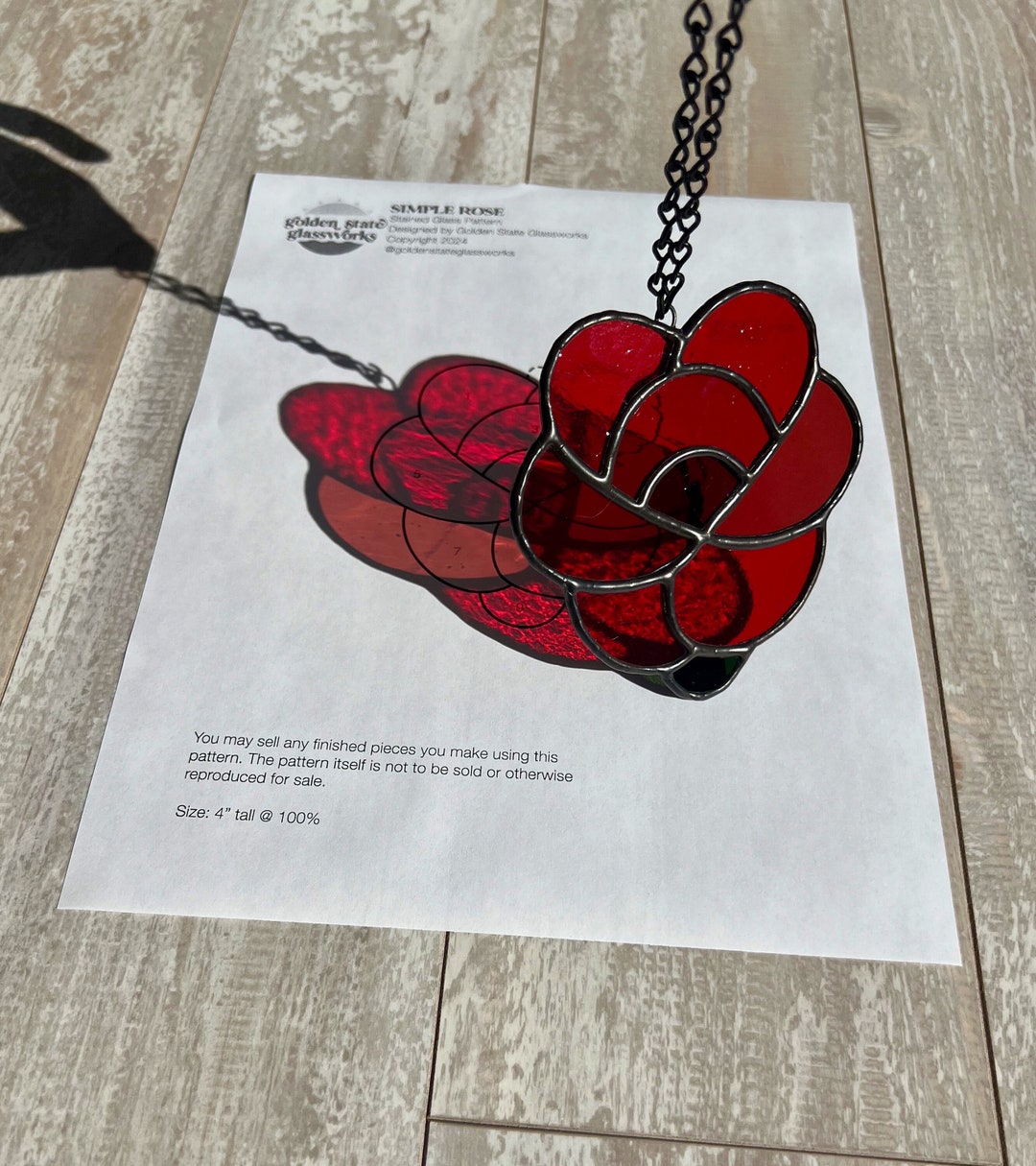 Simple Blooming Rose Stained Glass Pattern • Stained Glass Patterns ...