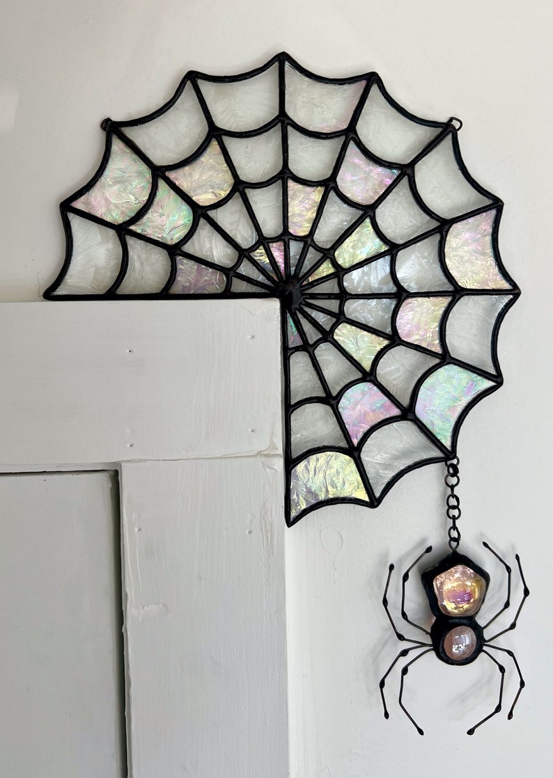 Spiderweb Stained Glass Pattern: Halloween Corner Spider Web (PDF) - Etsy