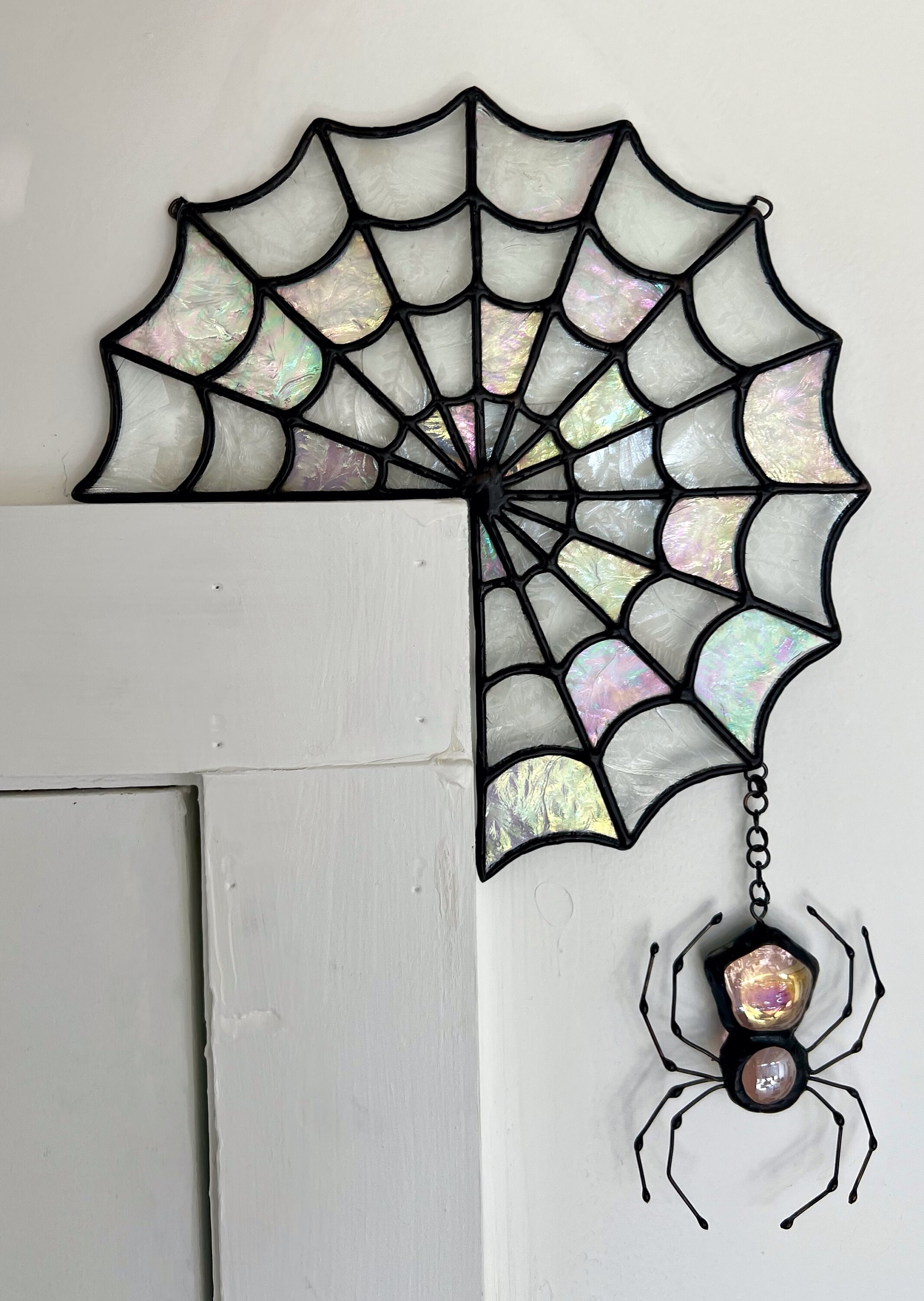 Spiderweb Stained Glass Pattern: Halloween Corner Spider Web (PDF) - Etsy