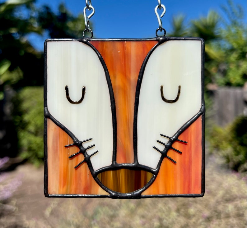 Sleepy Square Fox Stained Glass Pattern Stained Glass - Etsy