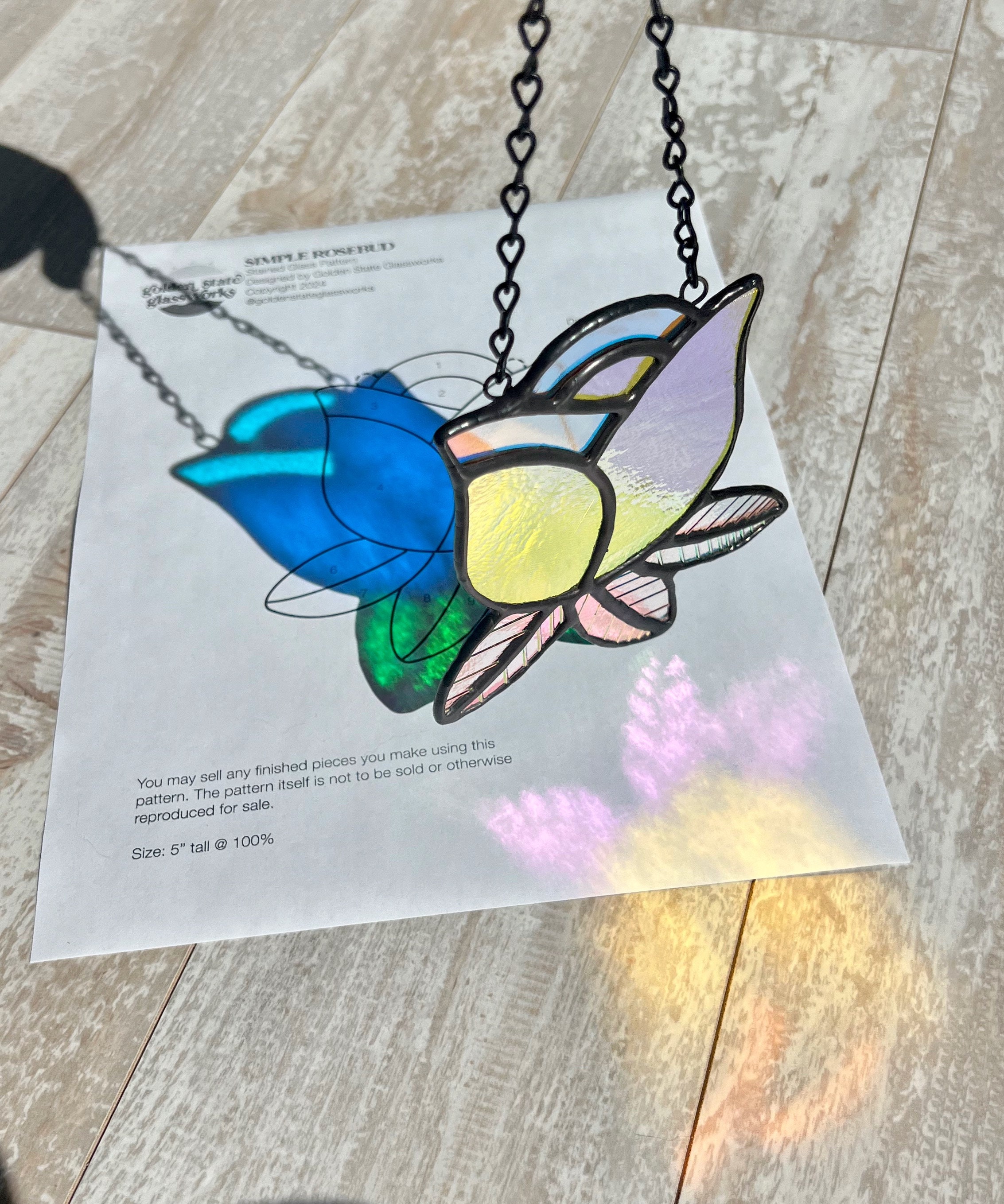 Simple Rosebud Stained Glass Pattern Stained Glass Patterns Rose ...