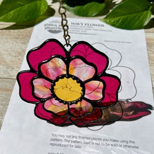 Wavy Flower Stained Glass Pattern: Suncatcher Design (PDF) - Etsy