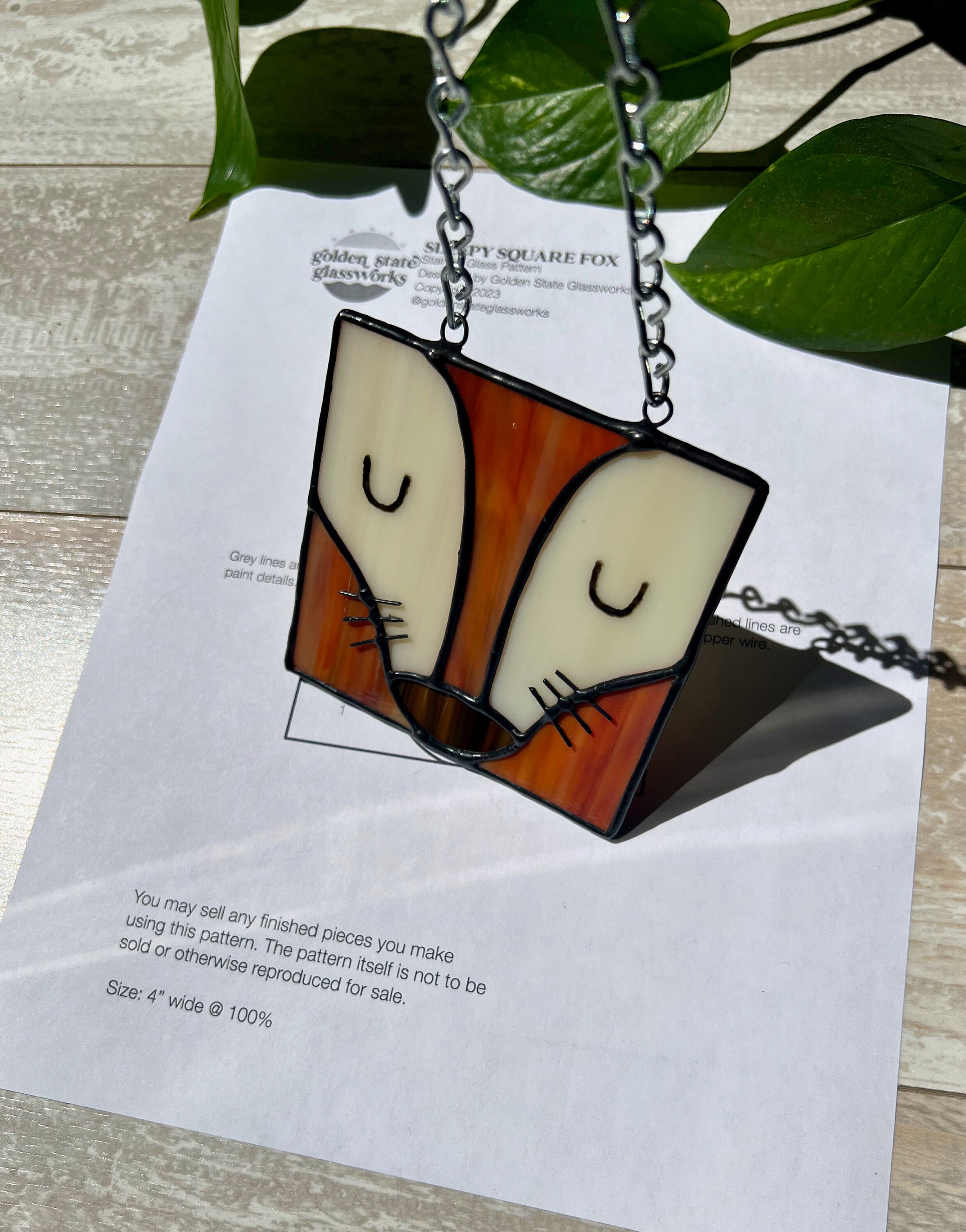 Sleepy Square Fox Stained Glass Pattern Stained Glass - Etsy