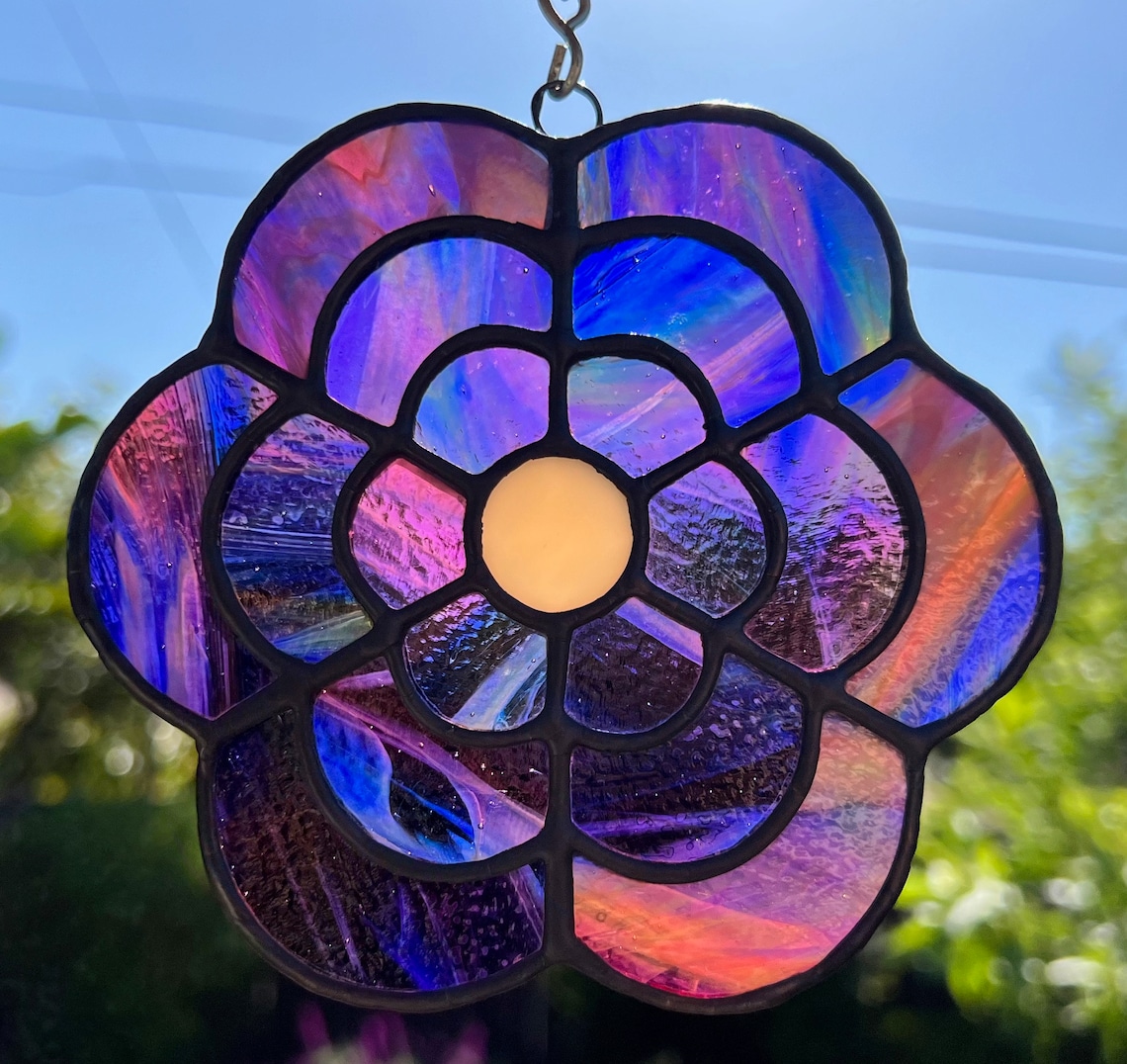 Retro Flower Stained Glass Pattern Stained Glass Patterns Stained Glass ...