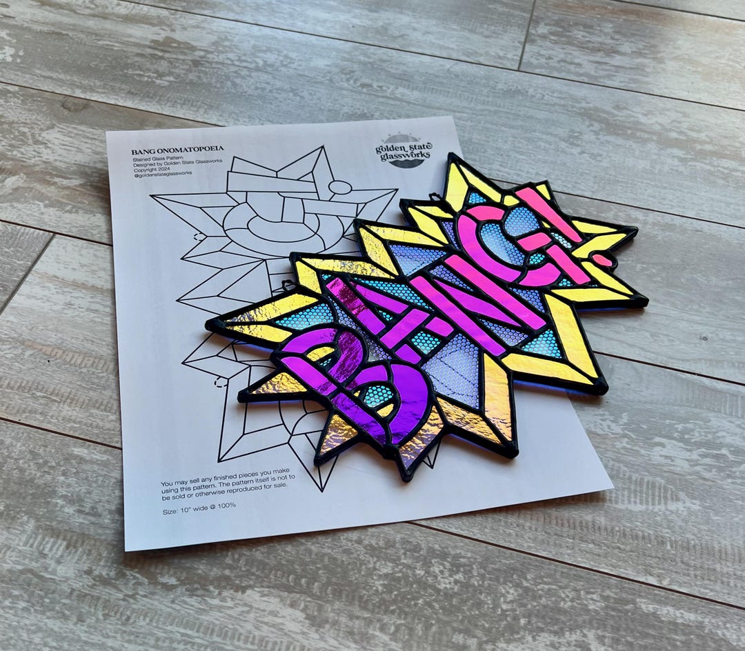 BANG! Stained Glass Suncatcher Pattern: Comic Book Onomatopoeia (PDF ...