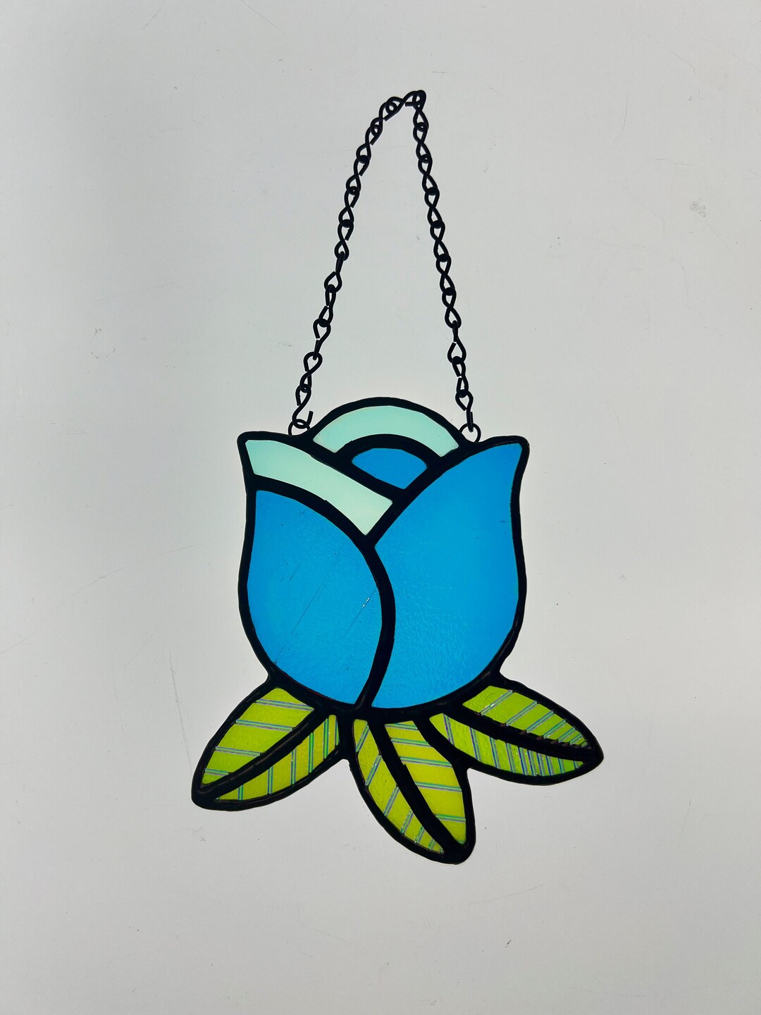 Dichroic Blue Rose Stained Glass Suncatcher - Etsy