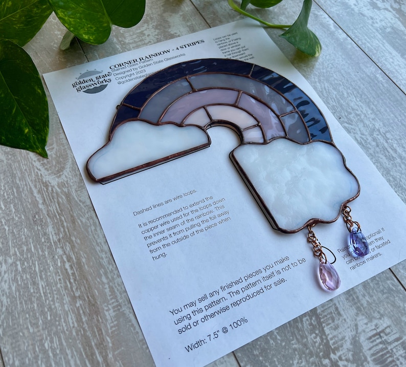 4 Stripe Rainbow Stained Glass Pattern Stained Glass - Etsy