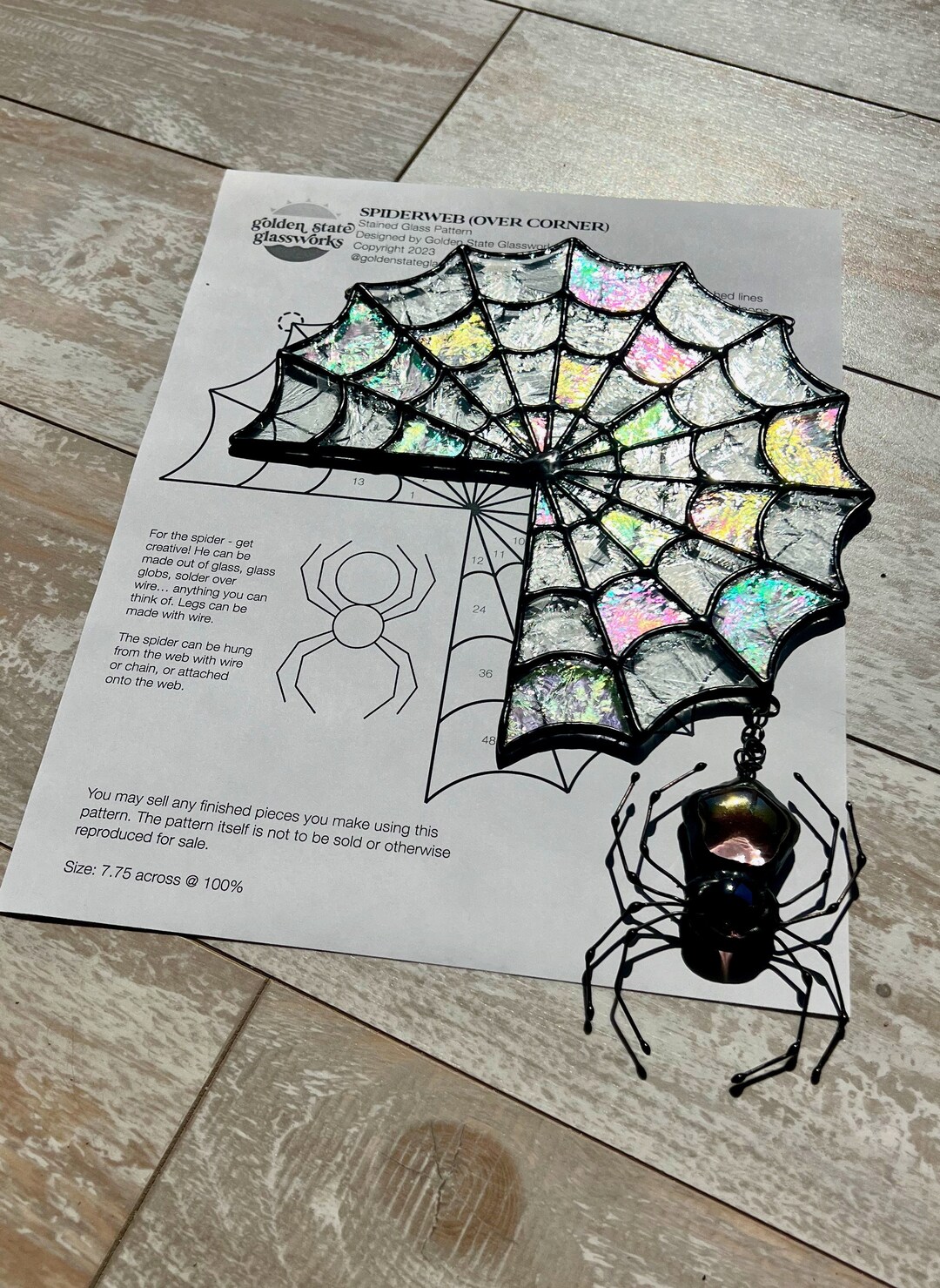 Spiderweb Stained Glass Pattern: Halloween Corner Spider Web (PDF) - Etsy
