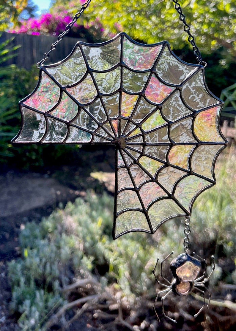 Spiderweb Stained Glass Pattern: Halloween Corner Spider Web (PDF) - Etsy