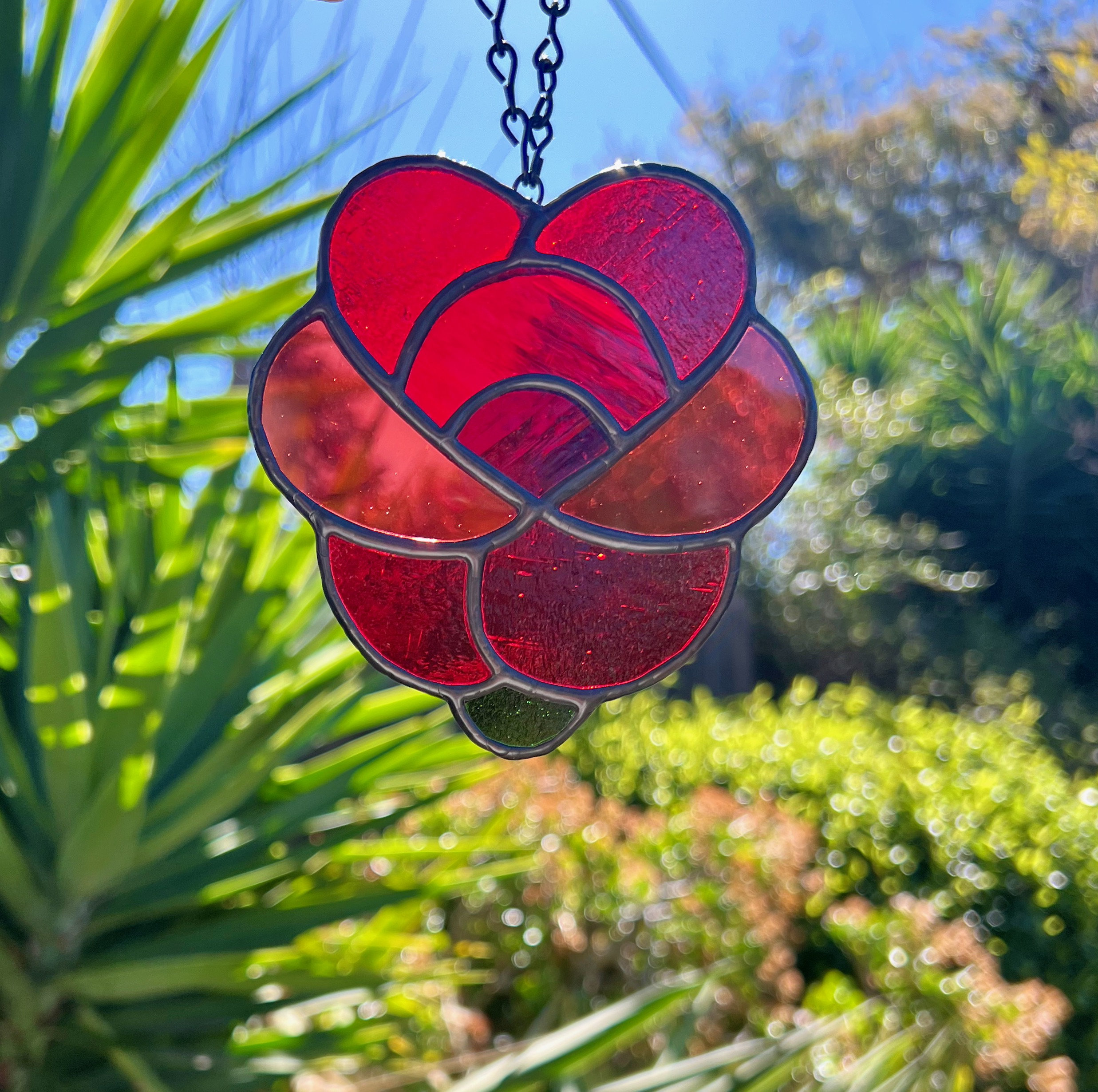 Simple Blooming Rose Stained Glass Pattern Stained Glass Patterns Rose ...