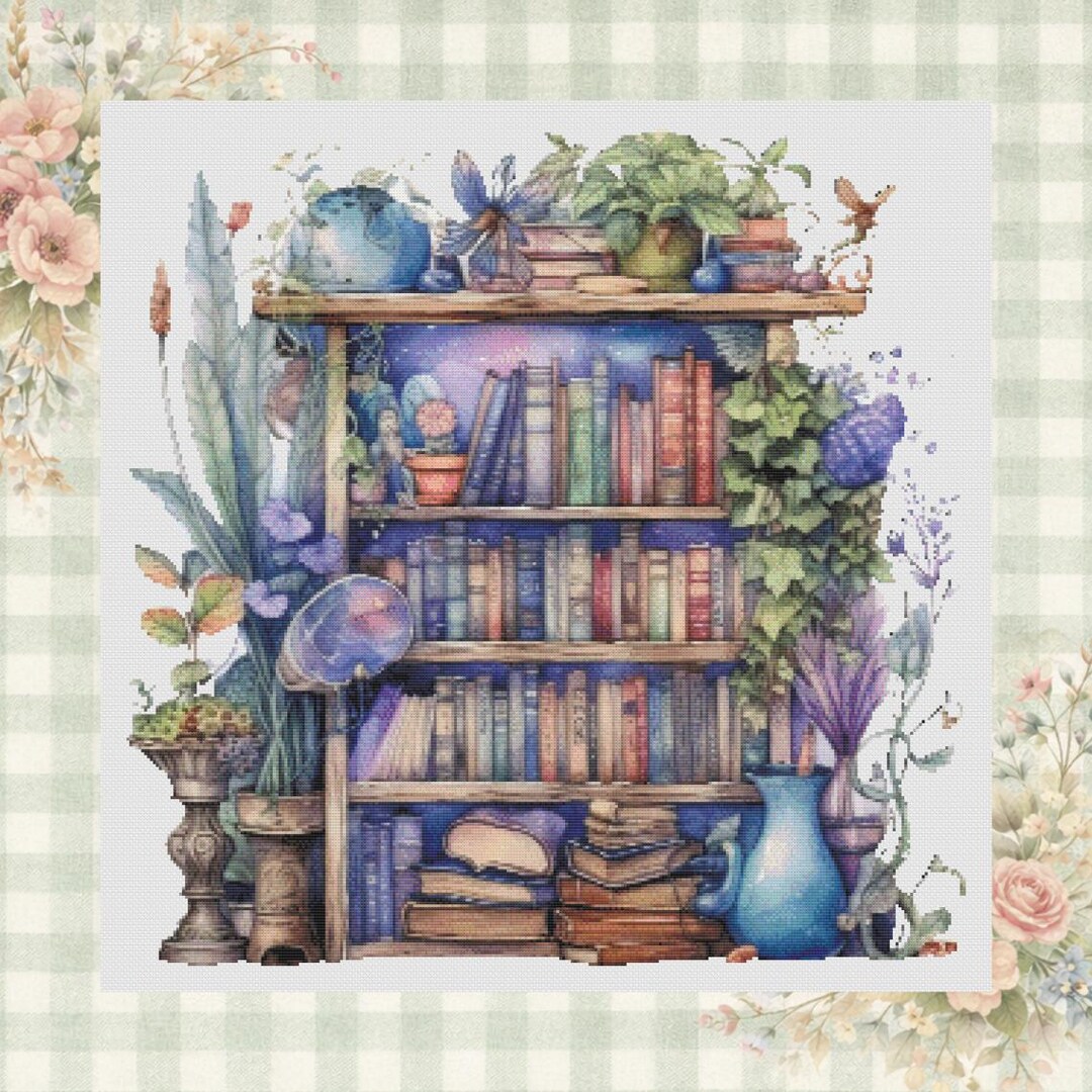 Fantasy Library Cross Stitch Pattern: Whimsical Book Nook (PDF Pattern ...
