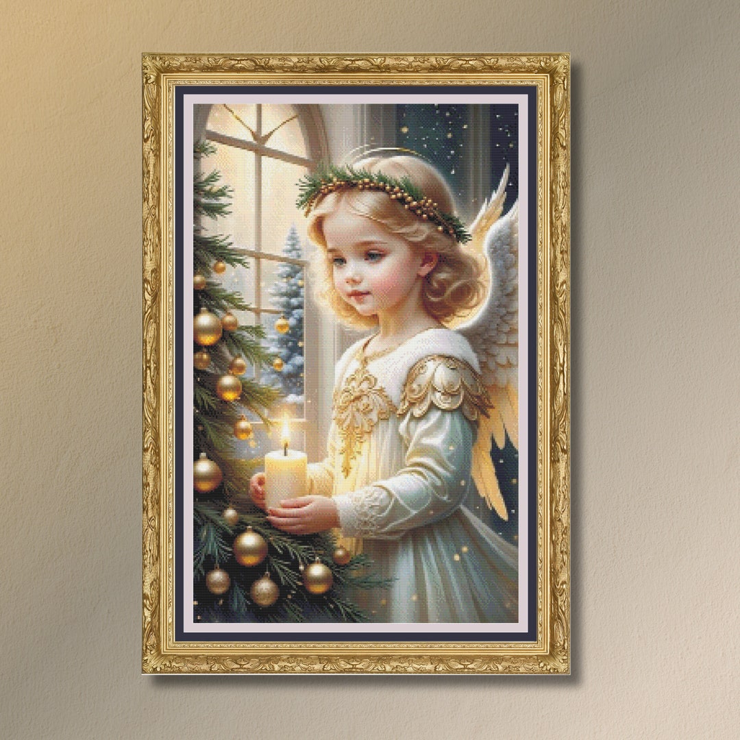 Christmas Angel Religious Winter Snowflake Holly Seasonal / Cross ...