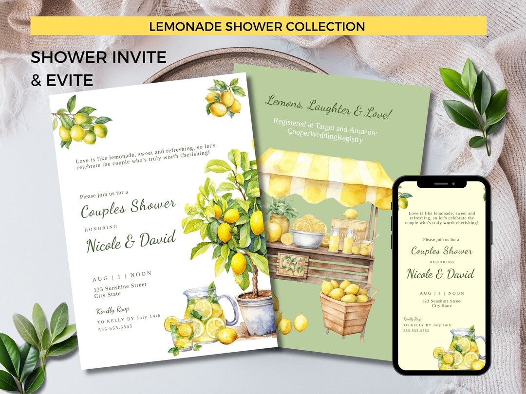 Editable Lemon Bridal Shower Invitation Template With Digital - Etsy