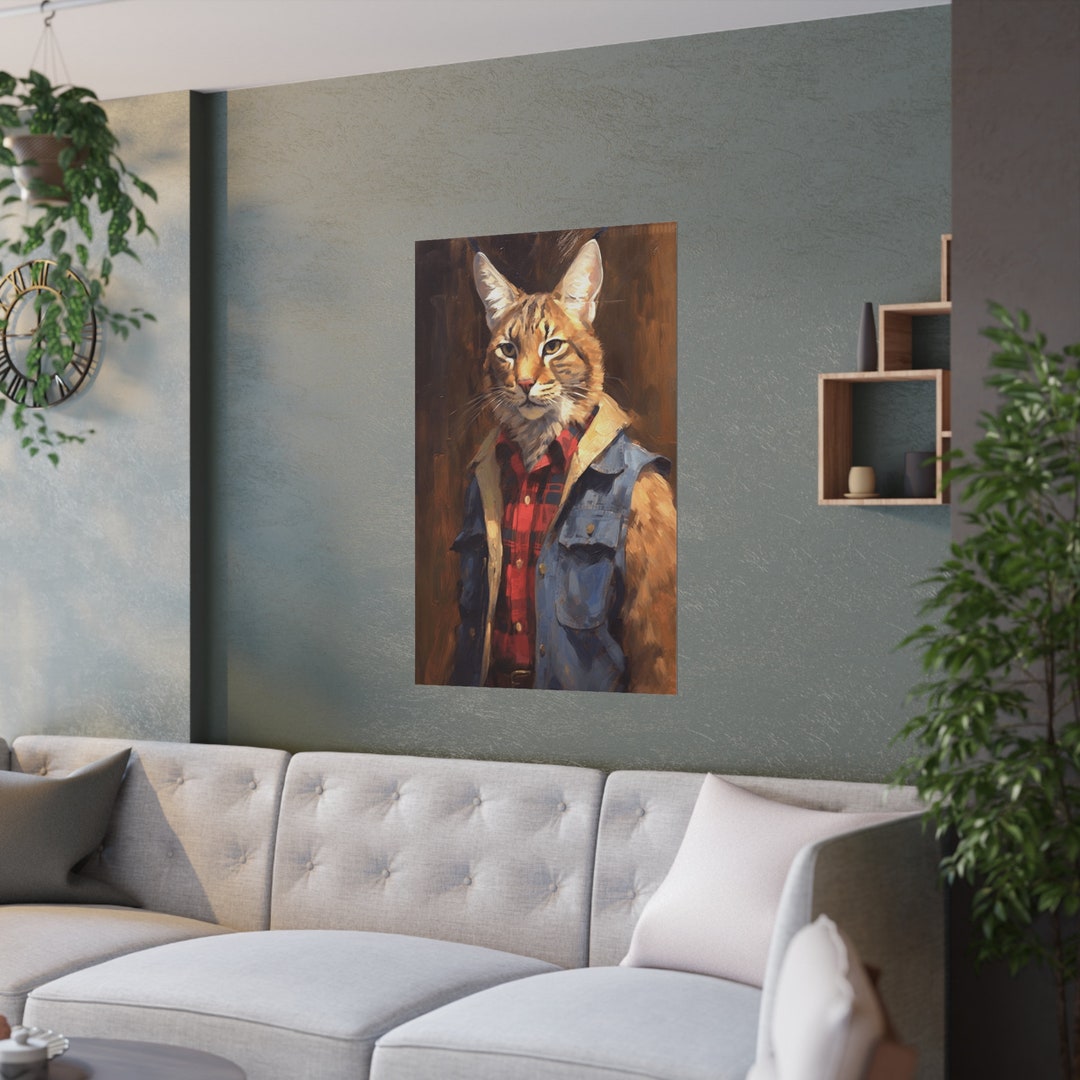 Boston the Bobcat Print / Gallery Style Portrait / Realistic Stylized ...