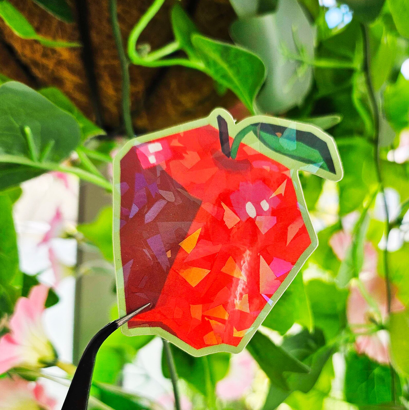 Low Poly Apple Vinyl Holographic Sticker - Etsy