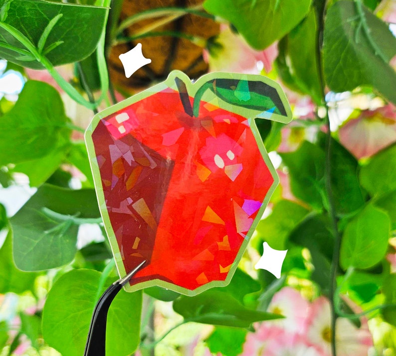 Low Poly Apple Vinyl Holographic Sticker - Etsy