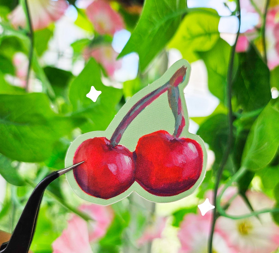 Gouache Cherry - Vinyl Glossy Sticker - Etsy