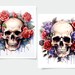 Watercolor Floral Skull Clipart Bundle Set Flower Skull Rose Fantasy ...