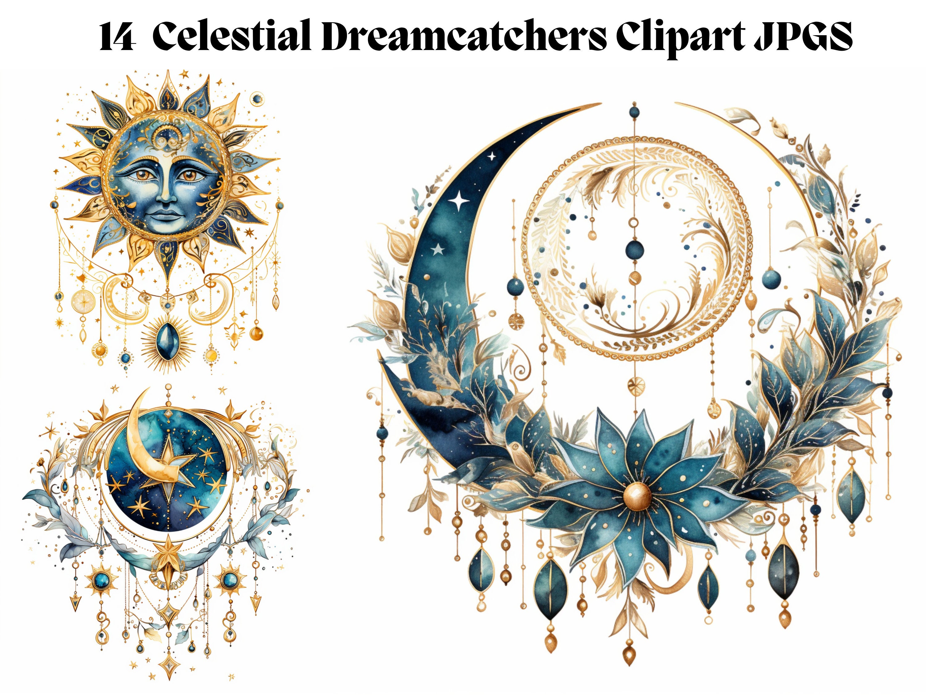 Celestial Dreamcatcher Clipart - 14 High Quality Jpgs - Mystic ...