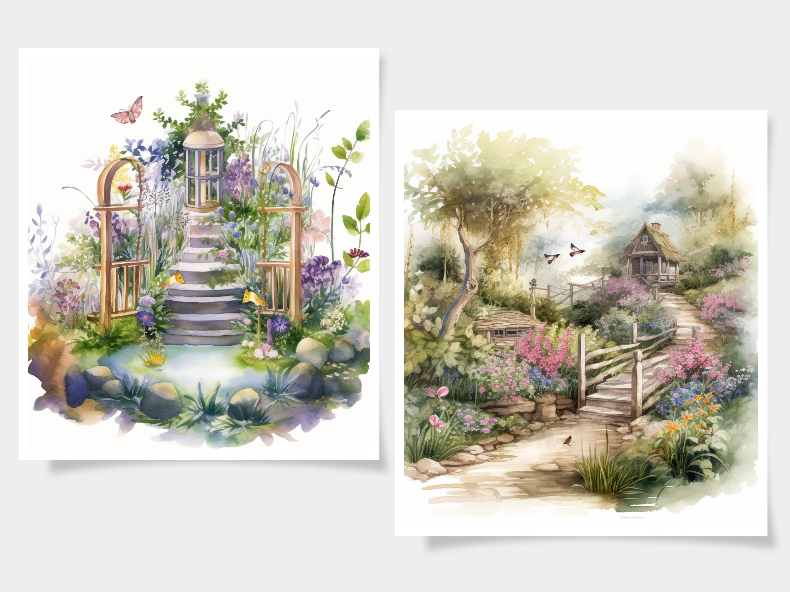 Watercolor Secret Garden Clipart 20 High Quality Jpgs Journal Book ...