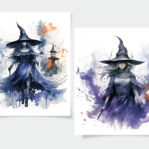 Watercolor Witch Clipart Smoky Shadow Dark Fantasy Witchy Aesthetics ...