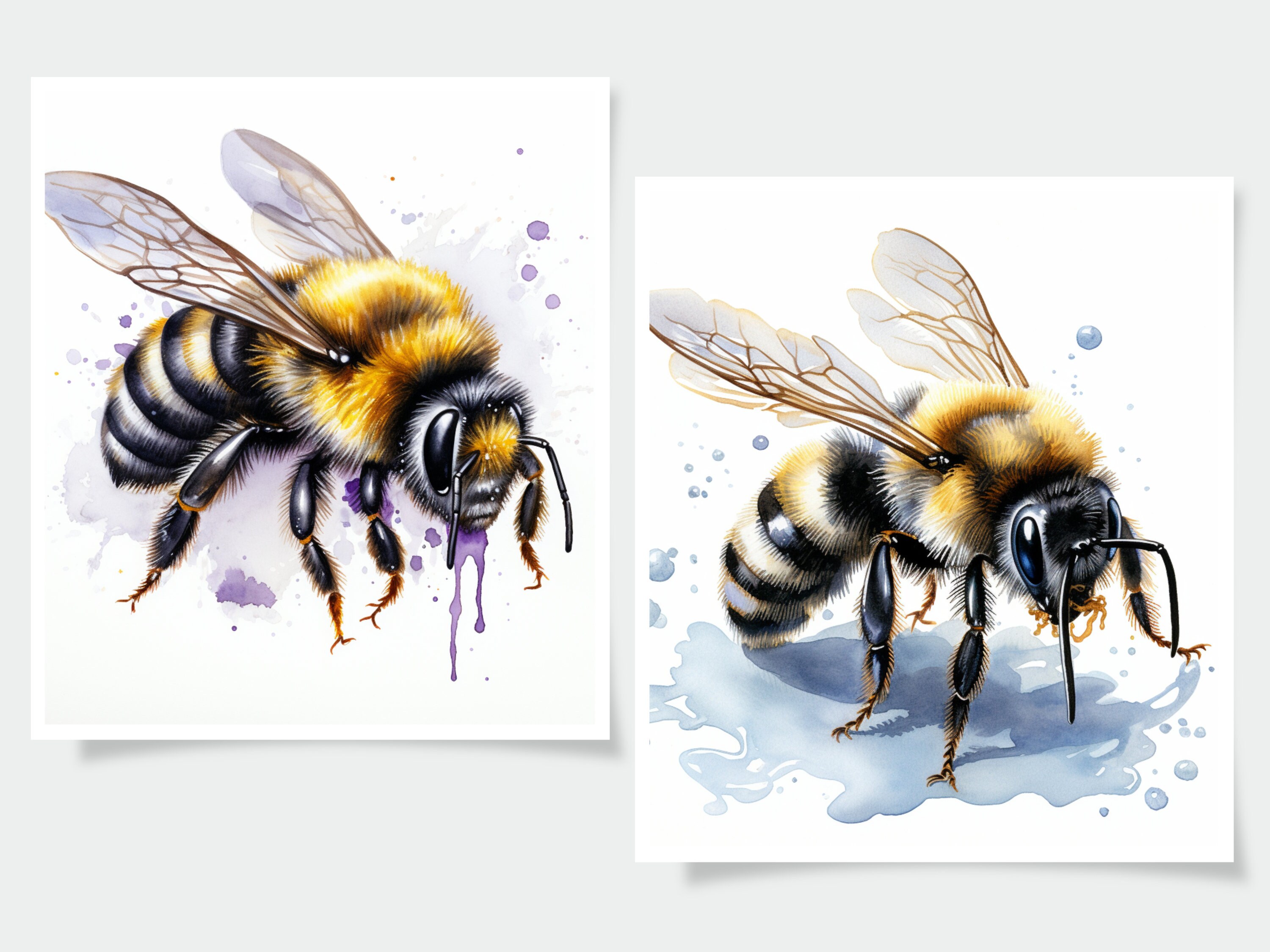 Watercolor Bumble Bee Clipart - 12 High Quality Jpgs - Journal Book ...