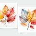 Watercolor Autumn Leaves Clipart 18 Jpgs Fall New Boho Minimalistic ...