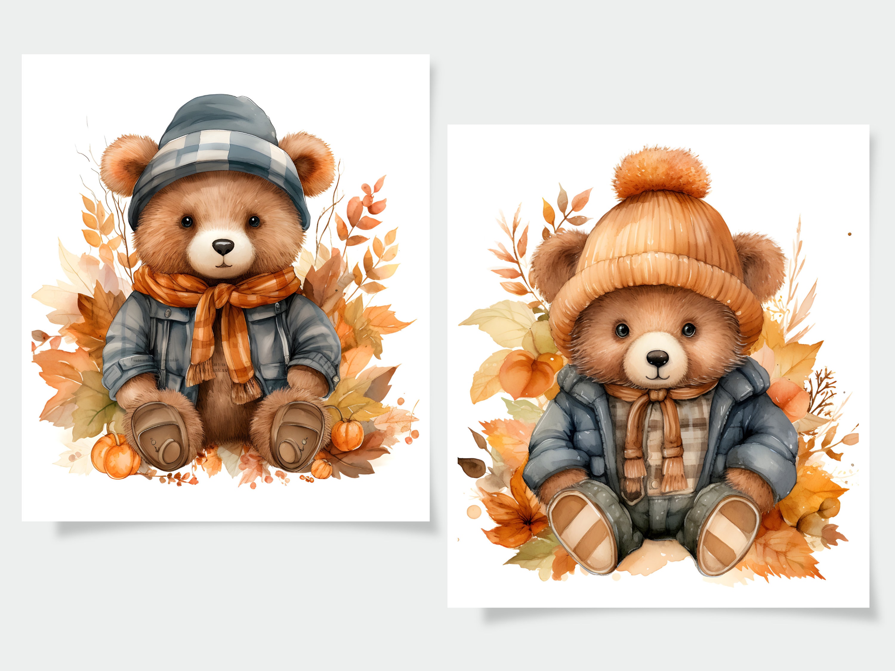 Autumn Teddy Bear Clipart Fall Teddy Cozy Sweater Hat Tea Cup Cute ...