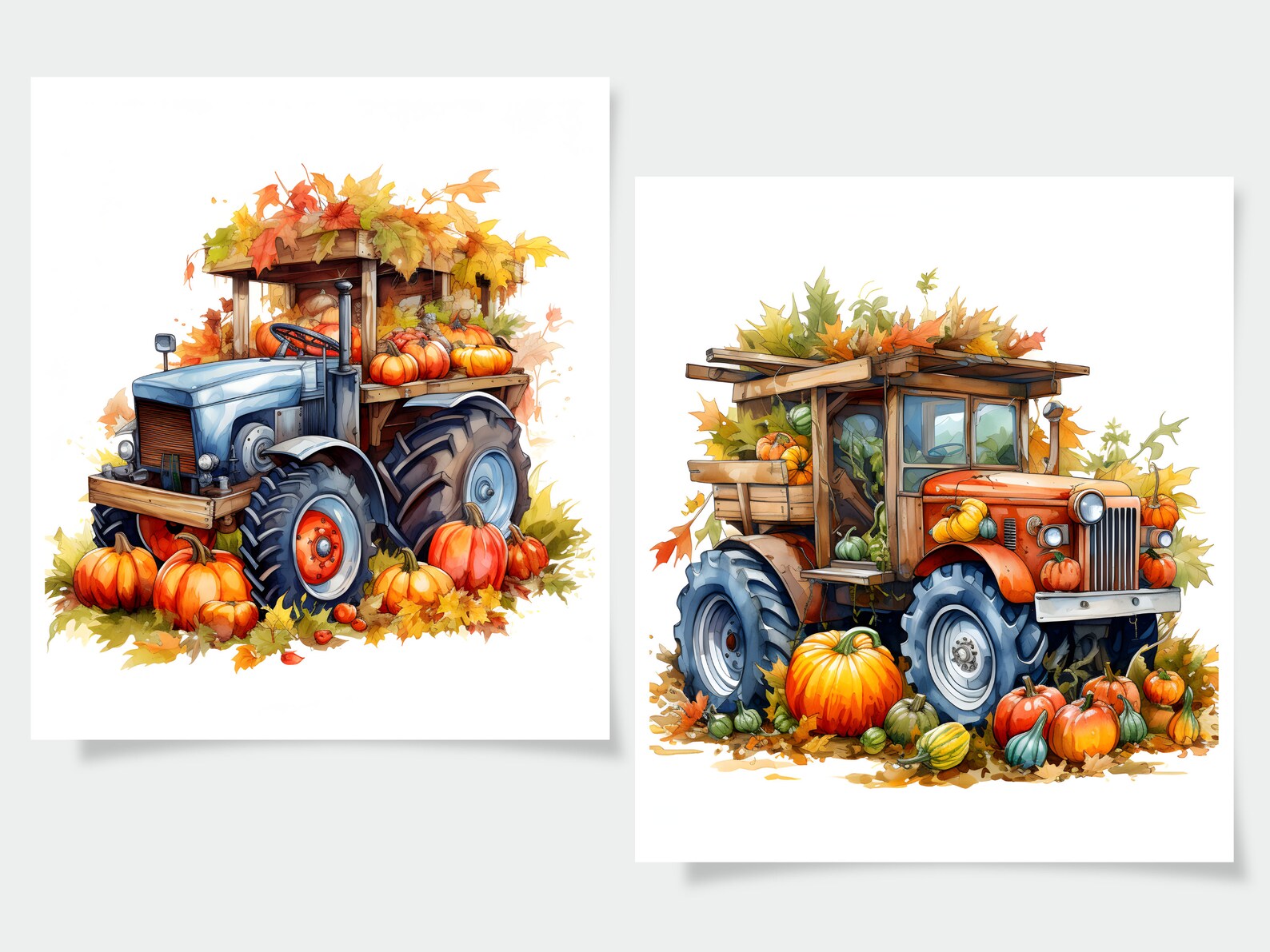Fall Tractor Clipart John Deere Inspired Bulldozer Excavator Farm Leaf ...
