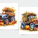 Fall Tractor Clipart John Deere Inspired Bulldozer Excavator Farm Leaf ...