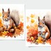 Watercolor Fall Squirrel Clipart 14 Jpgs Autumn Leaves Cute Woodland ...