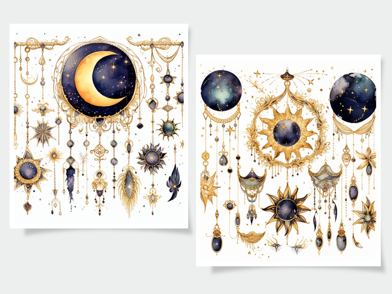 Celestial Clipart - 12 High Quality Jpgs - Mystic Aesthetics ...