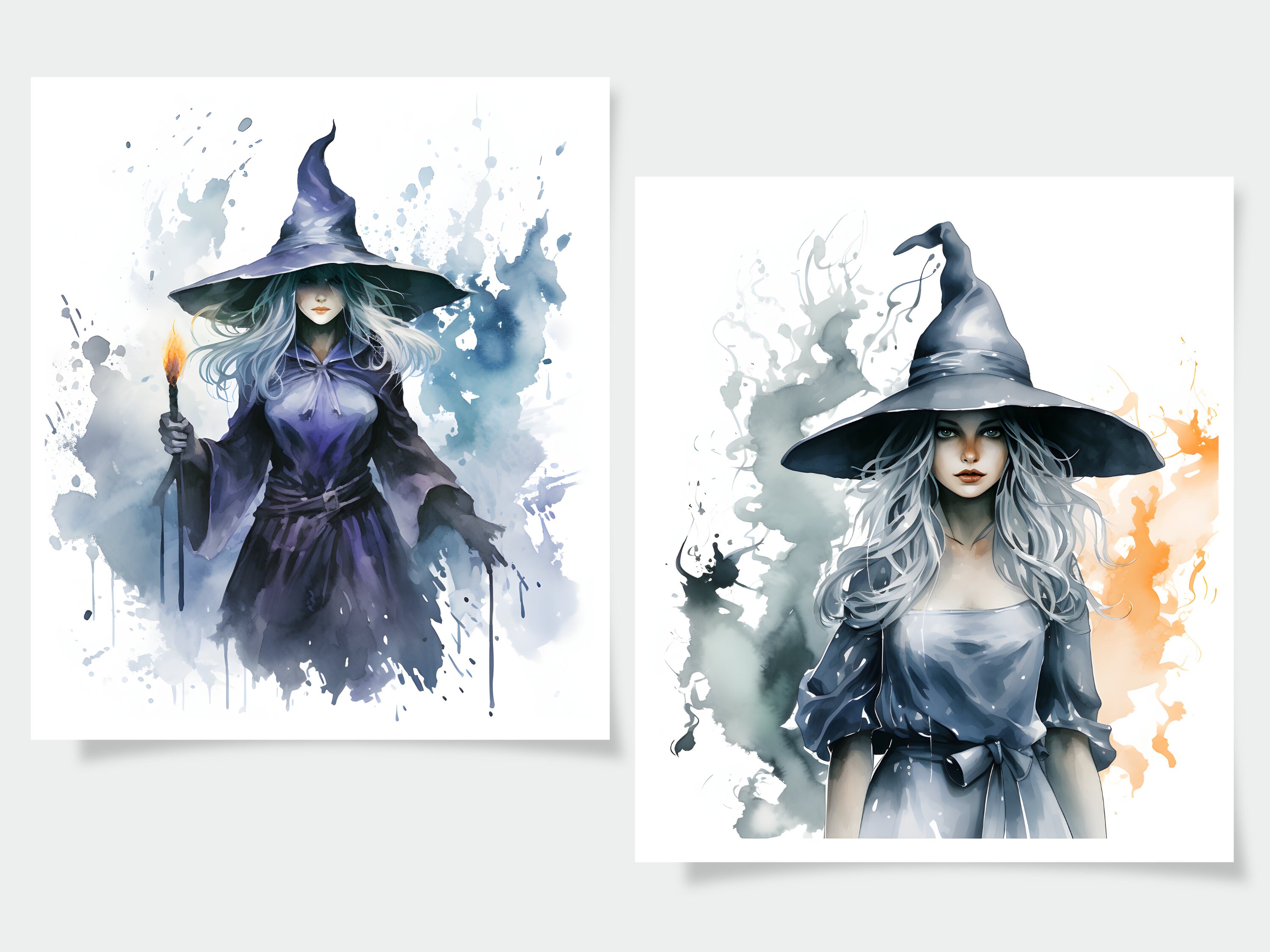 Watercolor Witch Clipart Smoky Shadow Dark Fantasy Witchy Aesthetics ...