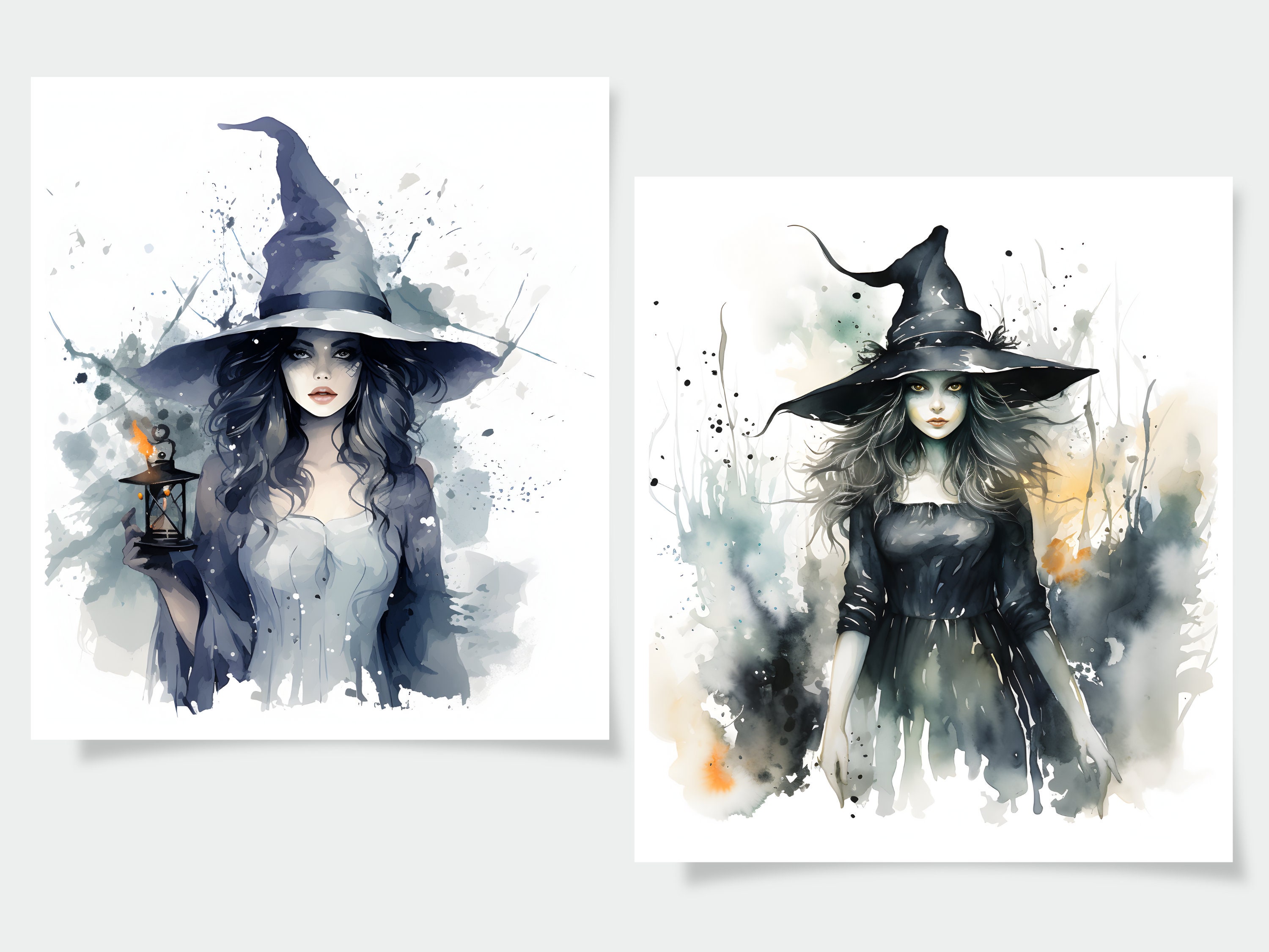 Watercolor Witch Clipart Smoky Shadow Dark Fantasy Witchy Aesthetics ...