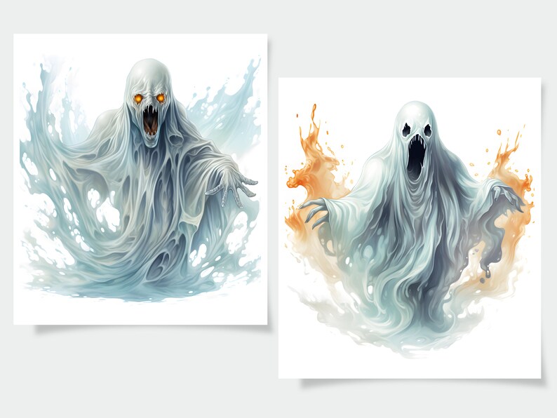 Watercolor Ghost Clipart Scary Horror Haunting Spirit Phantom - Etsy
