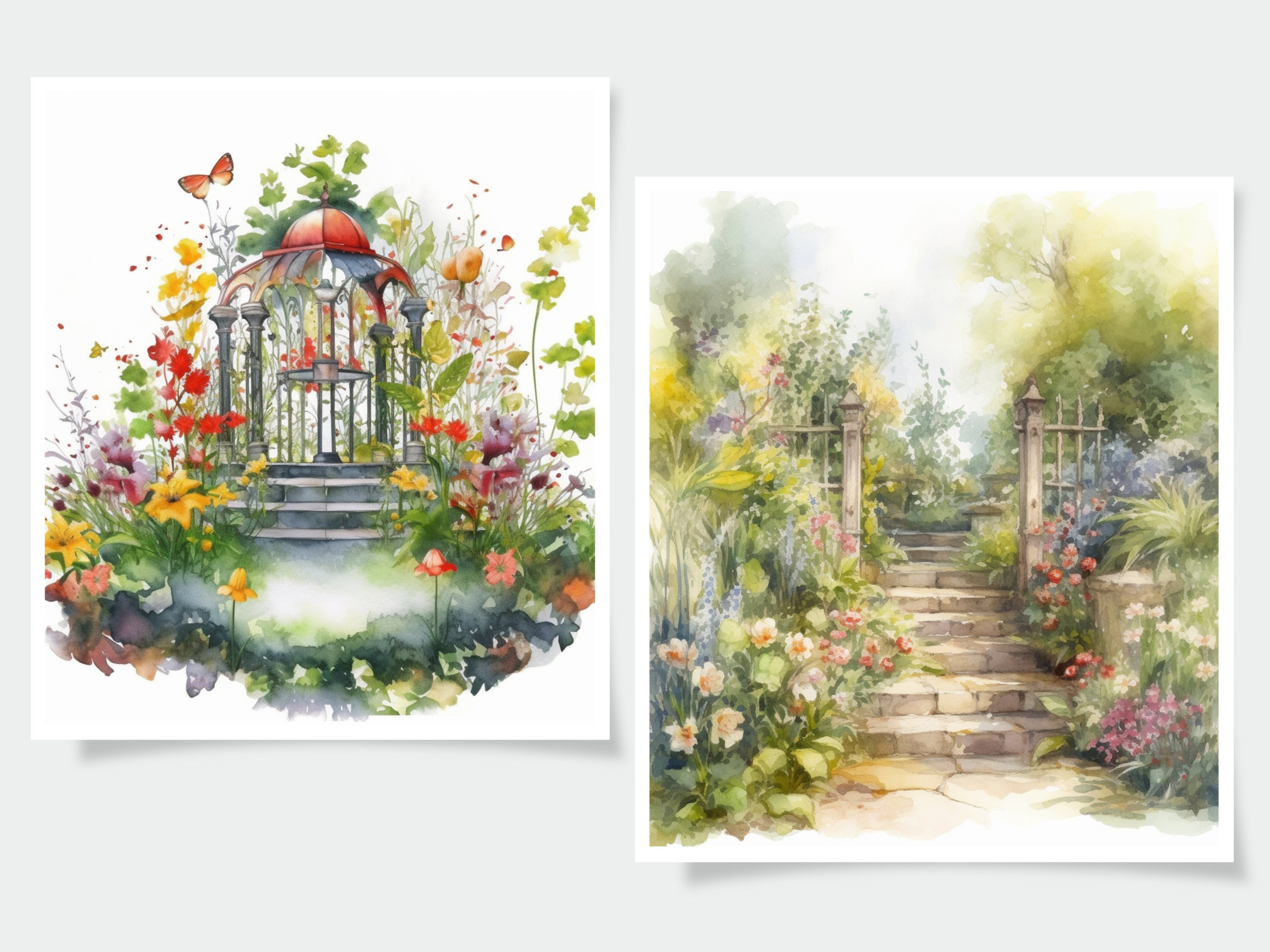 Watercolor Secret Garden Clipart 20 High Quality Jpgs Journal Book ...
