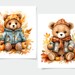 Autumn Teddy Bear Clipart Fall Teddy Cozy Sweater Hat Tea Cup Cute ...