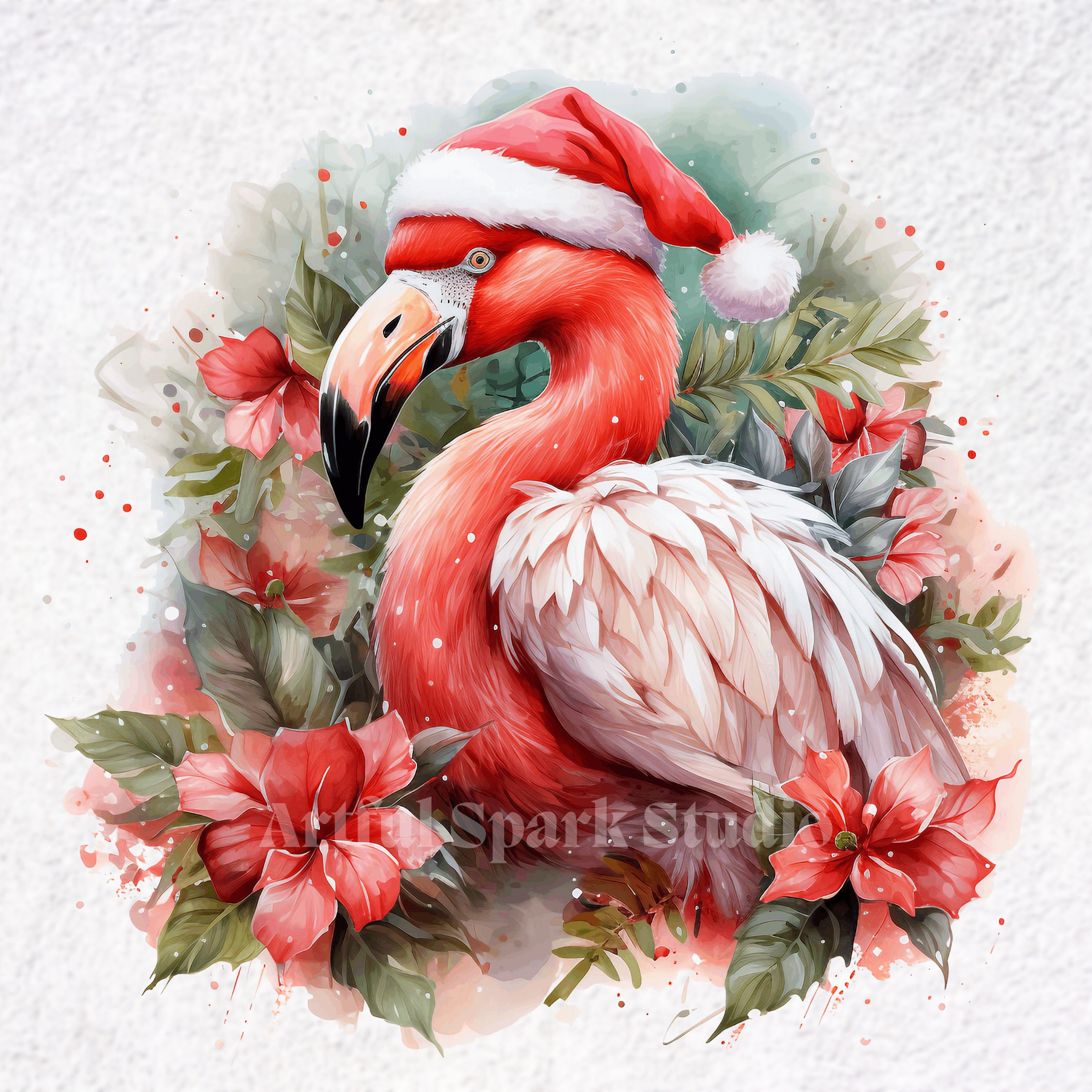 Flamingo Christmas Clipart PNG Flamingo in Santa Hat Festive Bird ...
