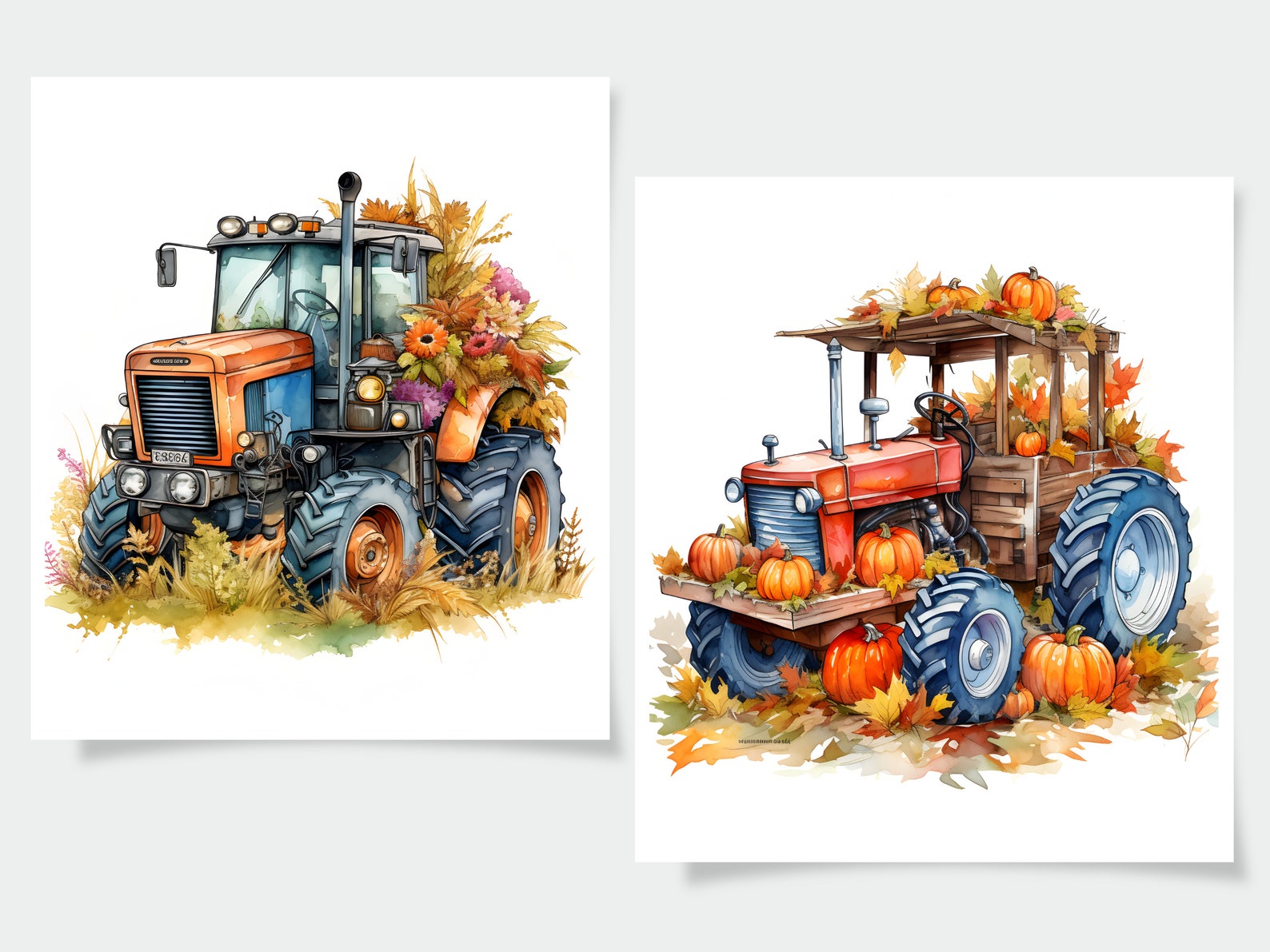 Fall Tractor Clipart John Deere Inspired Bulldozer Excavator Farm Leaf ...
