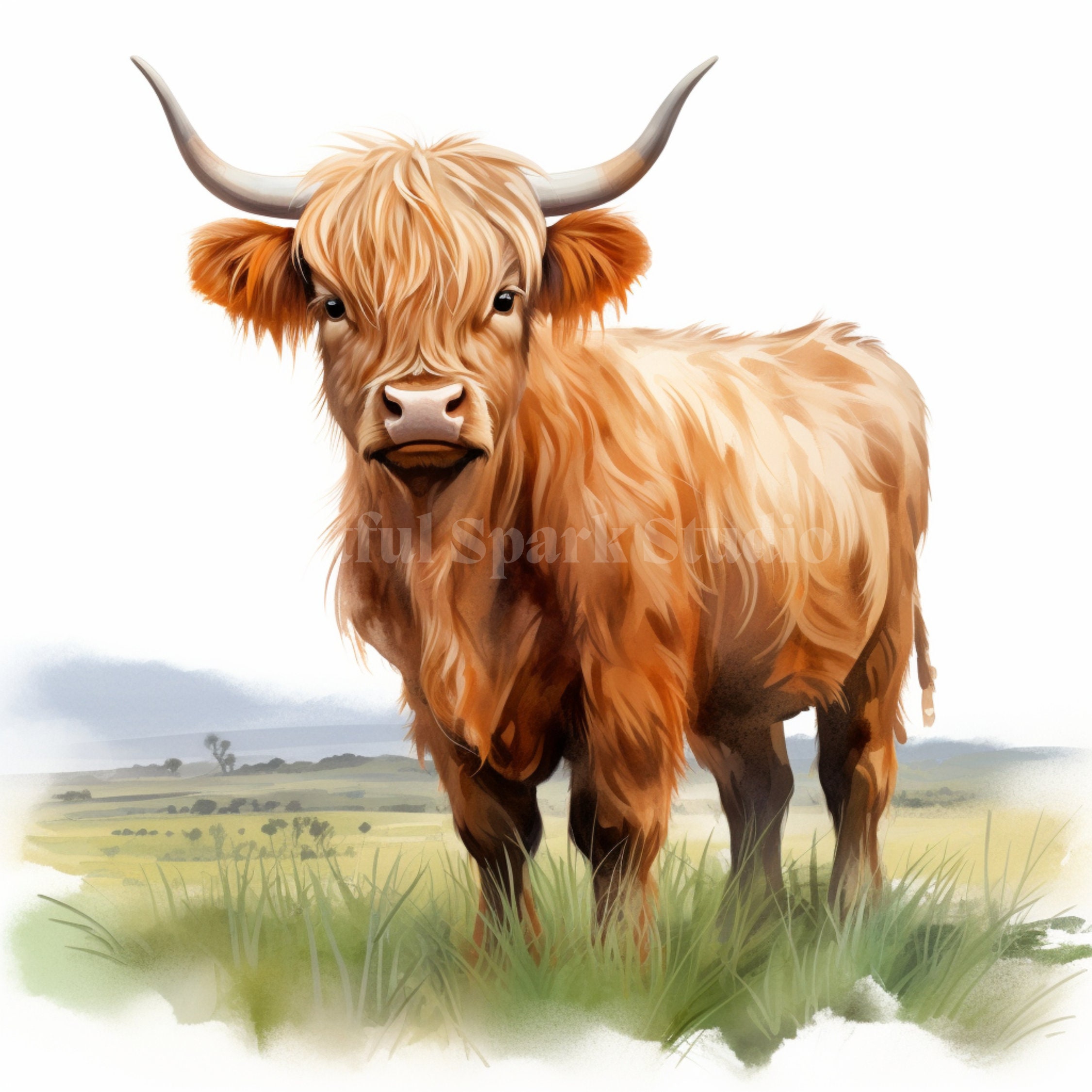 Watercolor Highland Cow Clipart - 12 High Quality Jpgs Digital Download ...