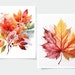 Watercolor Autumn Leaves Clipart 18 Jpgs Fall New Boho Minimalistic ...
