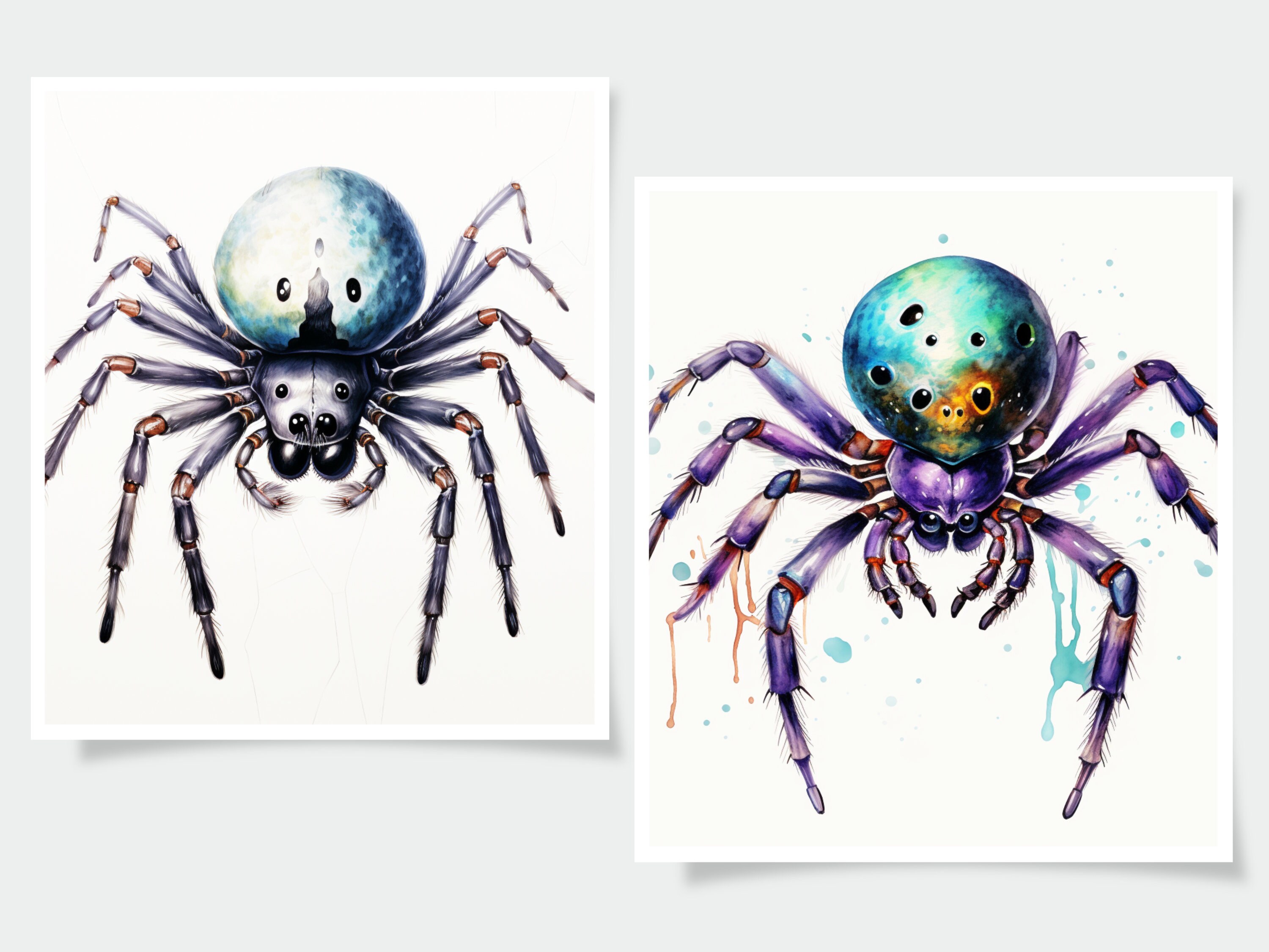 Watercolor Spider Clipart Cute Halloween Spooky Season Fall Dark ...