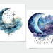 Celestial Clipart Dreamy Crescent Moon Stars Clouds Cute Boho Cosmic ...