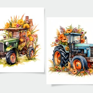 Fall Tractor Clipart John Deere Inspired Bulldozer Excavator Farm Leaf ...