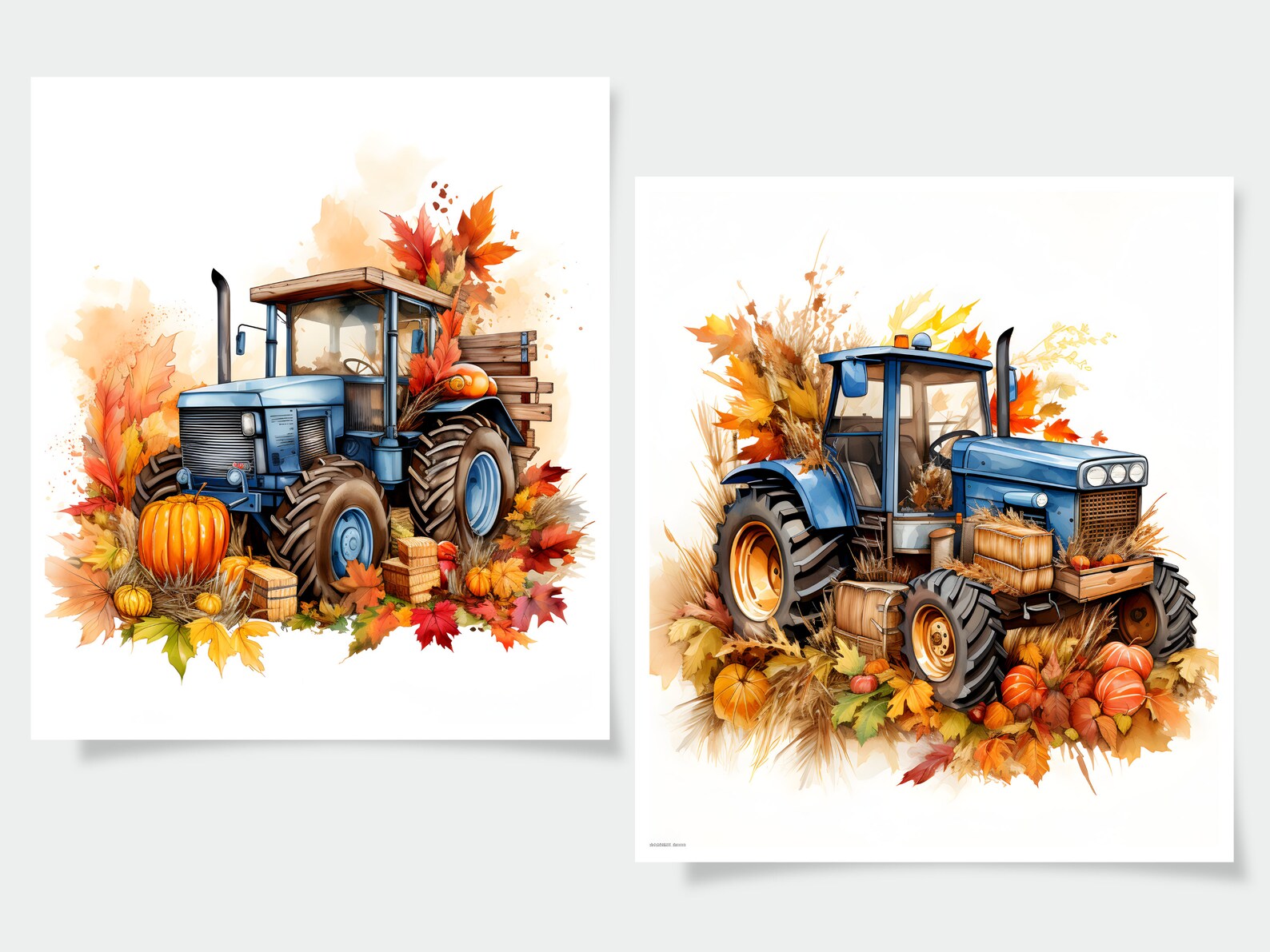 Fall Tractor Clipart John Deere Inspired Bulldozer Excavator Farm Leaf ...