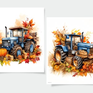 Fall Tractor Clipart John Deere Inspired Bulldozer Excavator Farm Leaf ...