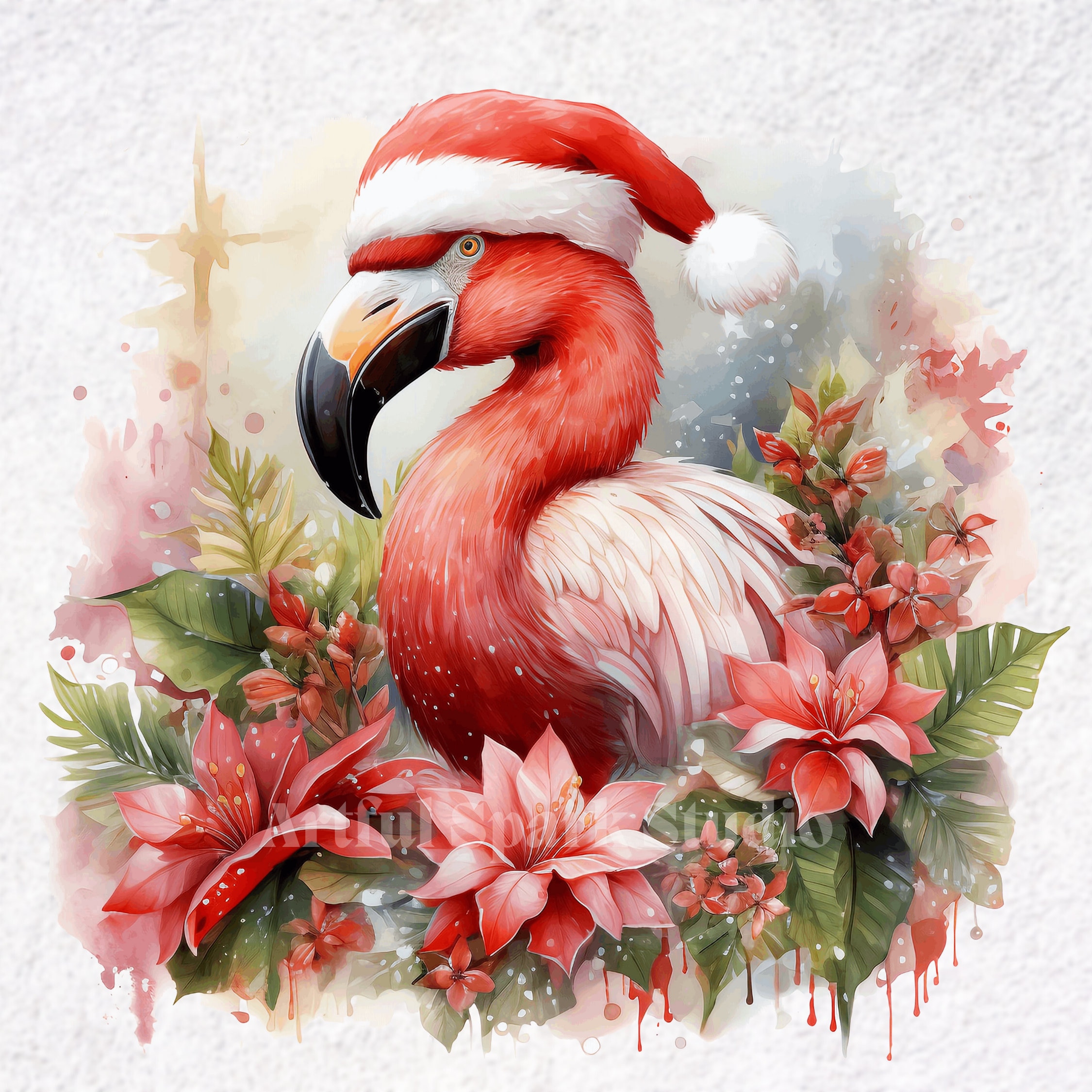 Flamingo Christmas Clipart PNG Flamingo in Santa Hat Festive Bird ...